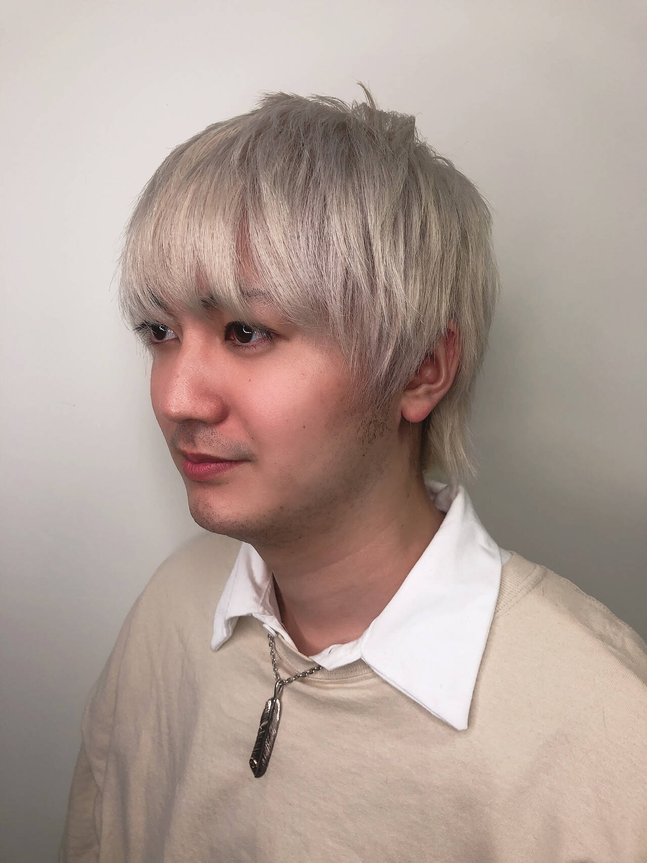 ハイトーンカラー 東京 プラチナブロンド メンズカラー×ticro. (チクロ)×【Genki】派手髪 ハイトーン バレイヤージュ× ...